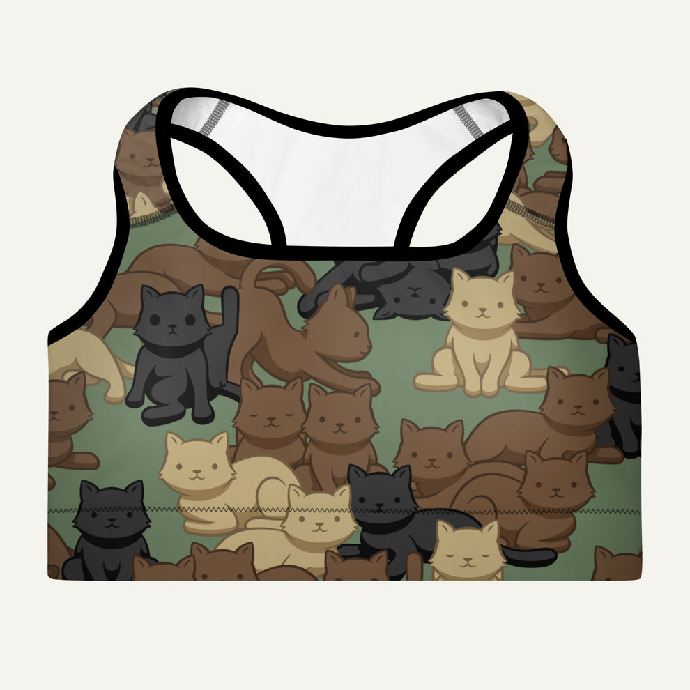 Women’s Woodland Camo Cat Padded Sports Bra | Workout Activewear ...